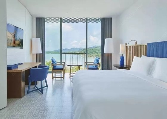Solid Wood Made 3 Star Hotel Furniture With Fabirc , PU Leather
