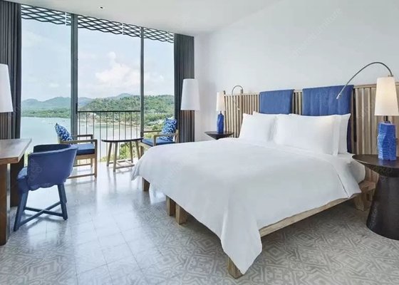 Solid Wood Made 3 Star Hotel Furniture With Fabirc , PU Leather