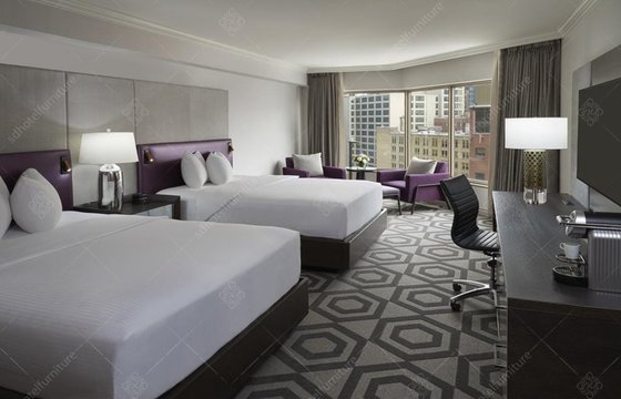 Contemporary 5 Star Hotel Furniture Sets Wear Resistance High Glossy Paint