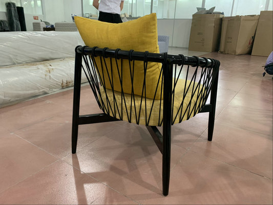 Yellow Cushion Leisure Chair / Hotel Lounge Chair Single Sofa Black Frame
