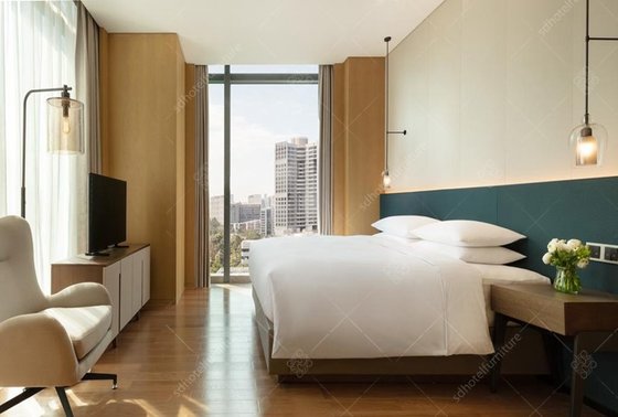 Custom Modern Luxury Hotel Bedroom Furniture Sets Wood Color Resort