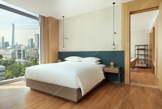 Custom Modern Luxury Hotel Bedroom Furniture Sets Wood Color Resort