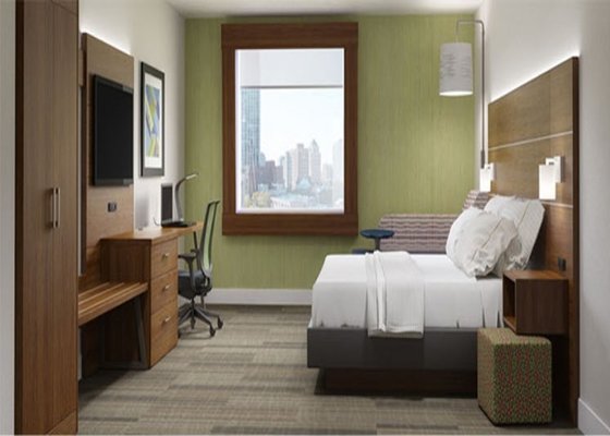 Fashion Holiday Inn Bedroom Furniture Set HPL Laminate Material Walnut