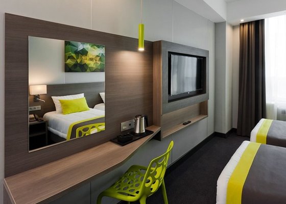 Fashion Holiday Inn Bedroom Furniture Set HPL Laminate Material Walnut