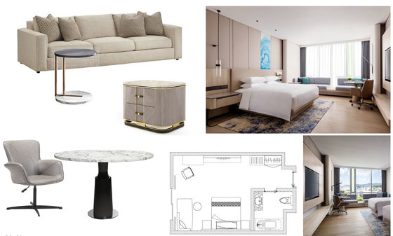 Modern 5 Star Hotel Bedroom Furniture Sets , Elegant Furniture Sofa Set