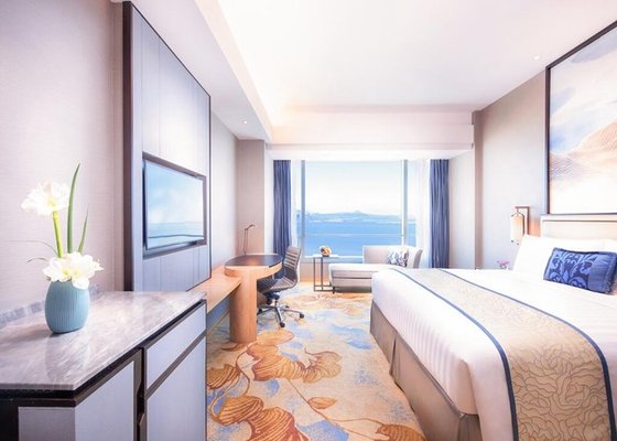 4 Star Plywood Veneer Hotel Bedroom Furniture Sets Shangri-La Design