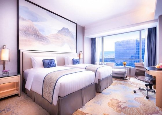 4 Star Plywood Veneer Hotel Bedroom Furniture Sets Shangri-La Design