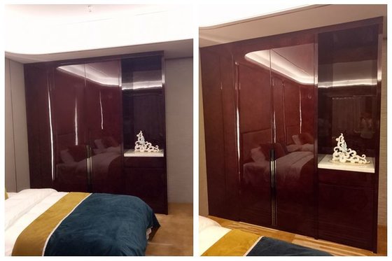Economic Solid Wood Hotel Room Wardrobe Large Size High Gloss Highly Endurable