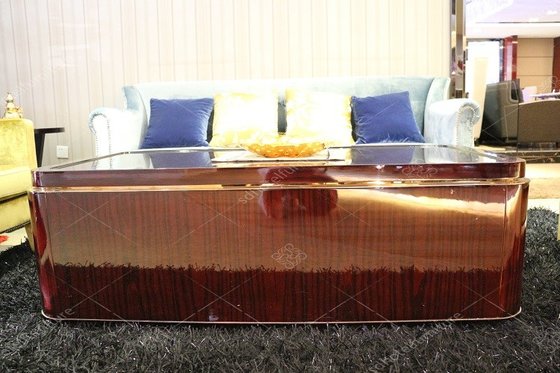 Rectangle Hotel Coffee Table Classical Style High Gloss Ebony Wood Veneer Material