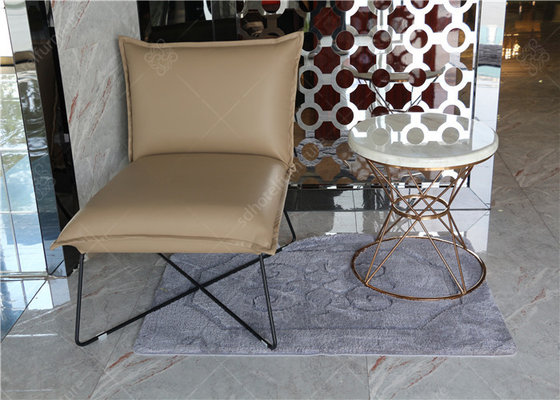 Luxury Customized White Hotel Coffee Table Stainless Steel / Metal Frame With Hotel Chair
