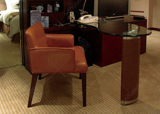 Economic Commercial Hotel Bedroom Furniture Sets Simple Style With Glass Desk