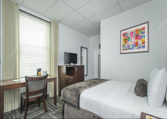 Modern Grey Hotel Bedroom Furniture Sets Solid Wood Comfortable Environment - Friendly