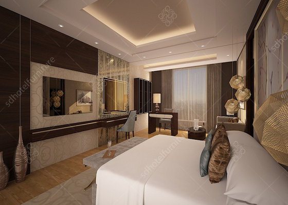 Customized Luxury Hotel Bedroom Furniture High Density Form Classical Style