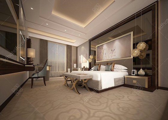 Customized Luxury Hotel Bedroom Furniture High Density Form Classical Style