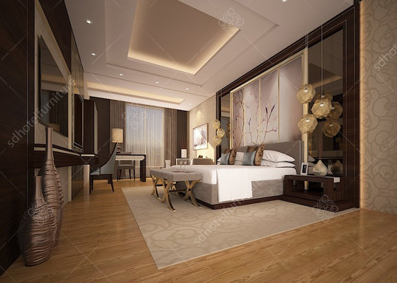 Customized Luxury Hotel Bedroom Furniture High Density Form Classical Style