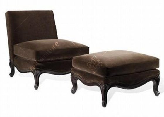 Comfortable Blue Bedroom Arm Chair With Ottoman , Swivel / Navy Accent Arm Chair