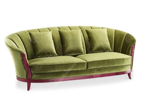 Modern Carved Green Living Room Sofa Set Kiln Dried Wood Frame High Desnity Foam
