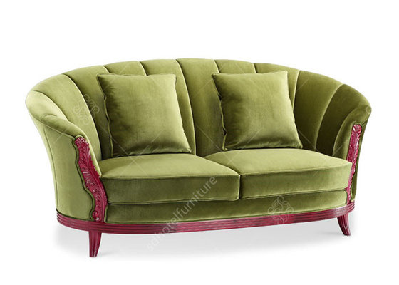 Modern Carved Green Living Room Sofa Set Kiln Dried Wood Frame High Desnity Foam