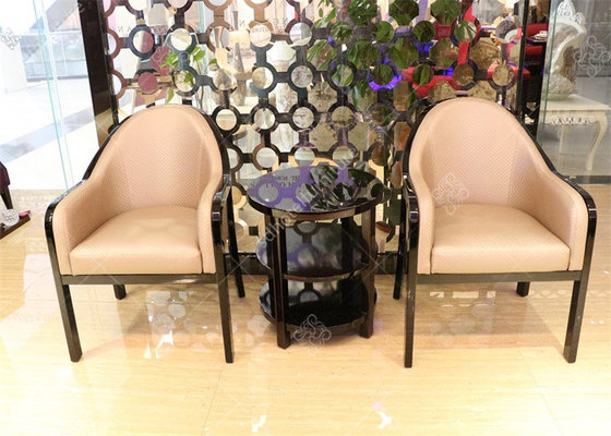 Guest Reception Chairs With Black Lacquer Coffee Table , Commercial Hotel Office Lobby Chairs
