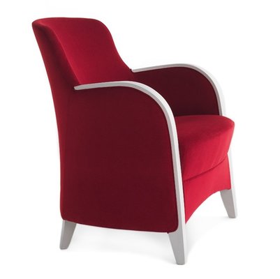 Red Comfy Lounge Chairs For Bedroom , Genuine Leather Modern Accent Chairs