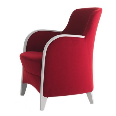 Red Comfy Lounge Chairs For Bedroom , Genuine Leather Modern Accent Chairs