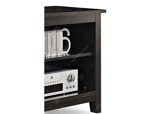 Black Apartment Furniture Sets Tv Console Table With Adjustable Shelving , Dark Wood Tv Cabinet 16 X 58 X 24 Inches