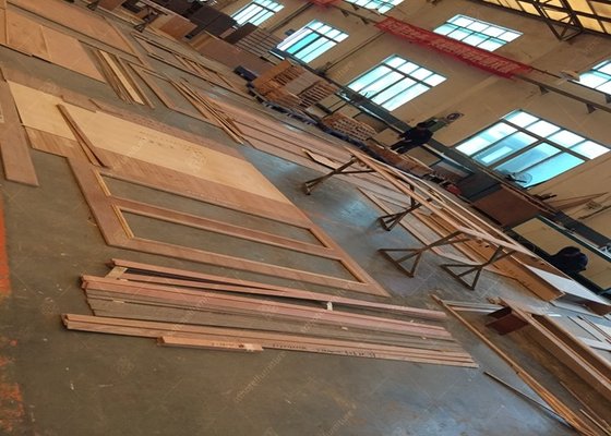 Cherry Wood Veneer Apartment Furniture Sets , Hotel Room Wardrobe Two Doors With Tempered Glass Minibar