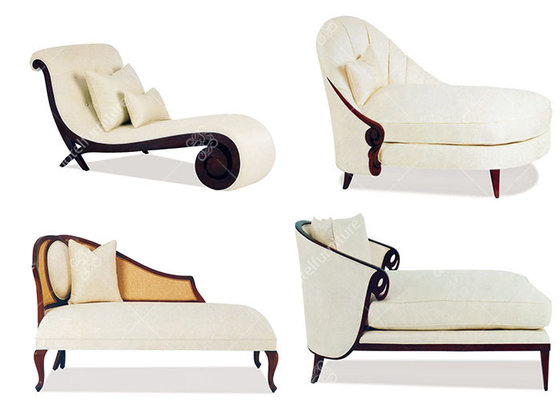 Fabric Reclining Chaise Hotel Furniture Lounge Chairs Solid Wood Carved High Standard