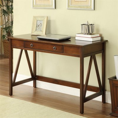 Antique Style  Hotel Writing Desk Oak Wooden With Drawers Environment - Friendly