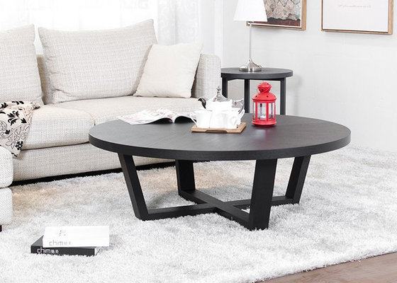 Solid Wood Black Walnut Small Round Coffee Table , Tea Coffee And End Table Sets