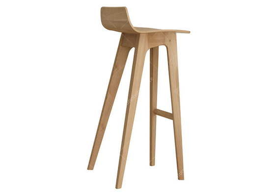 Light Brown Commercial Bar Furniture Solid Wood Frame Bar Stools Simple Style
