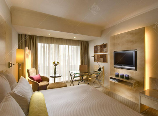 Luxury Modern Five Star Hotel Bedroom Furniture Sets With Gold Lighting