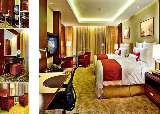 Luxury Hotel Double Guest Room Furniture With Leather Sofa Customized Size
