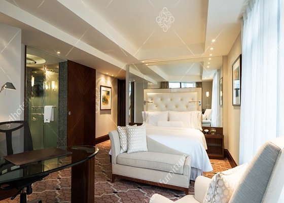 Classic Luxury Hotel Bedroom Furniture in Plywood with Dark Walnut Veneer Finish