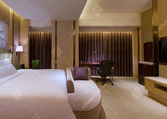 Classic Luxury Hotel Bedroom Furniture in Plywood with Dark Walnut Veneer Finish