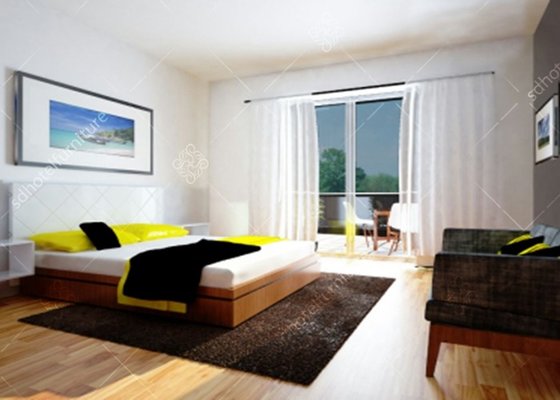 3 - 4 Star Hotel Apartment Furniture Bed Room Sets with Formica HPL