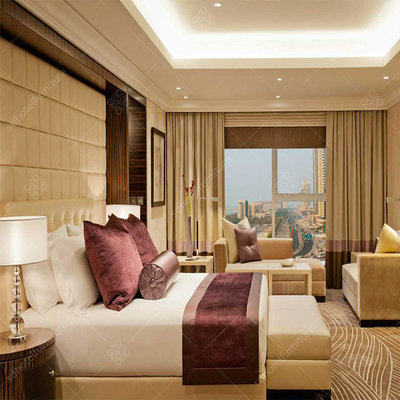 Five Star Luxury Hotel Bedroom Furniture Sets MDF / Plywood Veneer