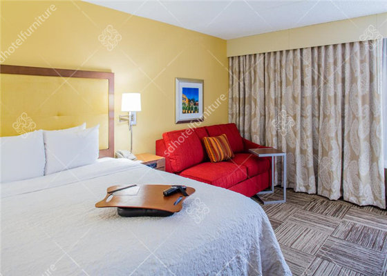 Modern Hotel Bedroom Furniture Sets / Commercial Solid Wooden Furniture