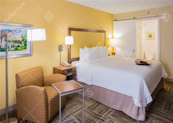 Modern Hotel Bedroom Furniture Sets / Commercial Solid Wooden Furniture