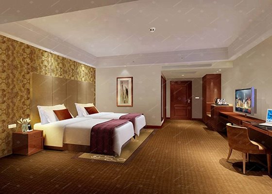 Luxury Wooden Holiday Hotel Bedroom Furniture With White Elegant Room
