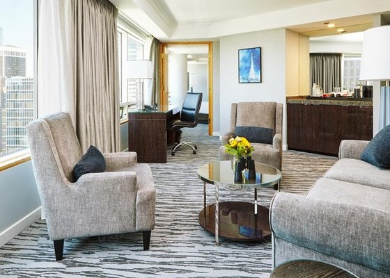 Modern 5 Star Hotel Bedroom Furniture Sets Leather Fabric Solid Wood