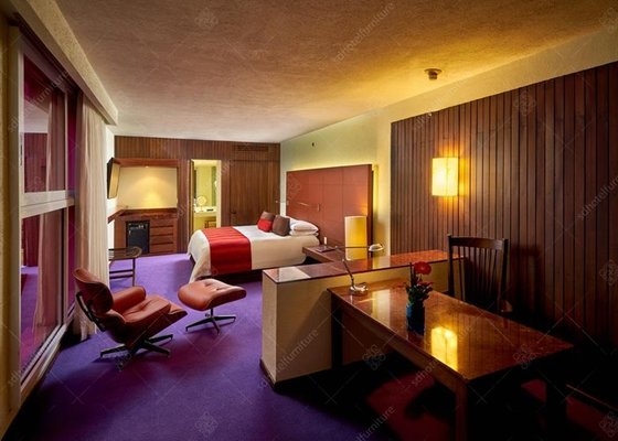 American Style Hotel Bedroom Furniture Sets Solid Wood Material