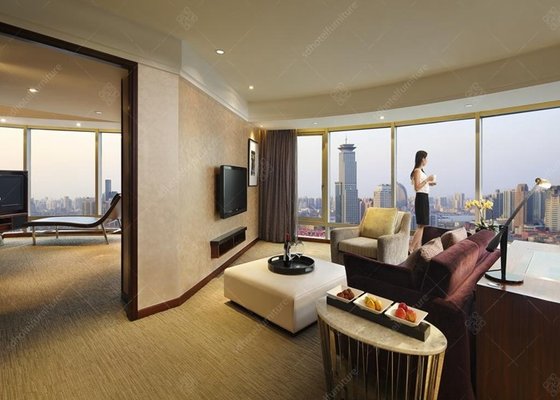 Solid Wood Hotel Bedroom Furniture Sets Laminated Particle Board
