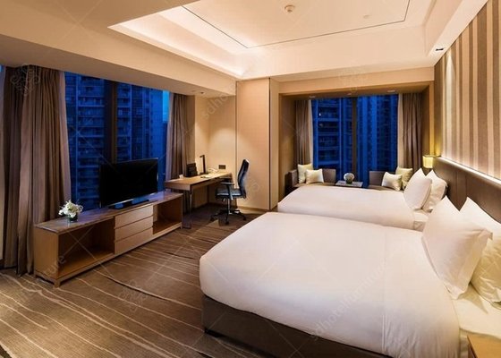 Melamine Hotel Bedroom Furniture Sets with Solid Wood Frame