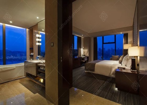 Ethiopian Bedroom Sets / Luxury Hotel Room Furniture 5 Light Lacquer Finish