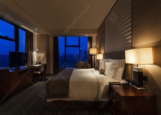 Ethiopian Bedroom Sets / Luxury Hotel Room Furniture 5 Light Lacquer Finish