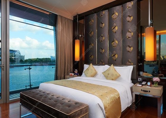 5 Star Hilton Hotel Bedroom Furniture Sets Customized Upholstered Environmental Friendly