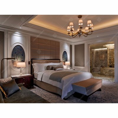 Custom Made High End Classic Hotel Bedroom Furniture Sets MDF Or Plywood Basic Material