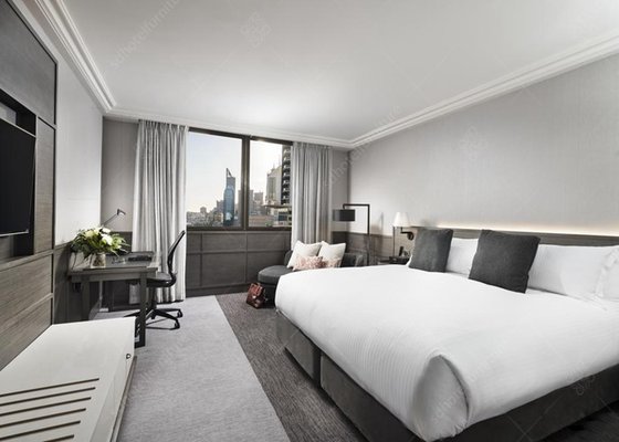 Simple Panel Modern Apartment Hotel Bedroom Furniture Sets Solid Wood