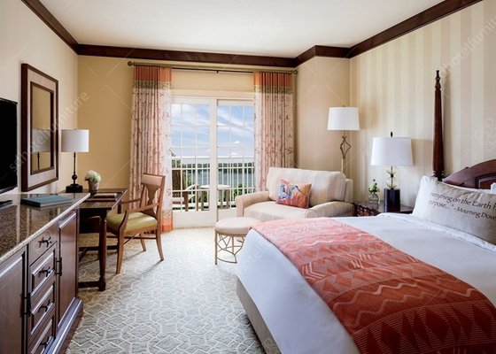 5 Star Antique Hotel Bedroom Furniture Sets With Solid Wood , MDF Or Plywood